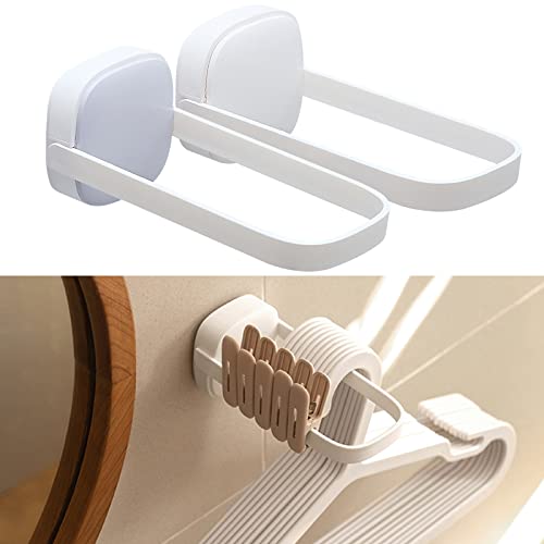 Pack of 2 Clothes Hanger Organizer Stacker Foldable Hanger Holder Rack Wall Mounted/Adhesive for Laundry Room Space Saving