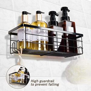 Shower Caddy Bathroom Organizer Wall Mount Shower Shelves with Hooks No Drilling Self-Adhesive Shower basket Rack With Soap Dish for Bathroom Shampoo Holder Kitchen Spice Holder Storage 4 Pack