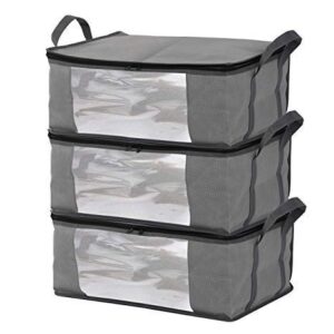 storage bins storage bags sweater storage closet organizer,clothes storage containers, closet organizers and storage, large clear window & carry handles, great for clothes, blankets, closets