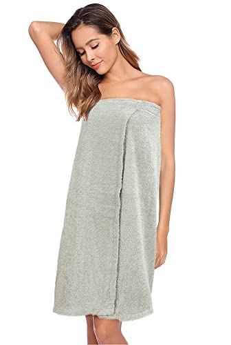 ERINA Bath Wrap Cotton Towel Bathrobe, Women's Body Wrap Towel For Shower, Adjustable Strap, Durable, Absorbent, Body Towel Wrap For Home, Hotel, Salon and Spa (Grey)