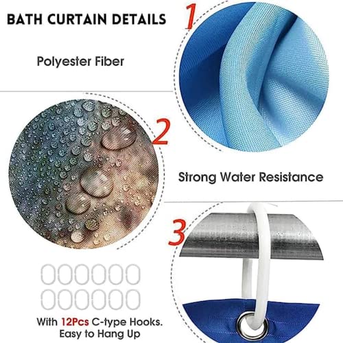 XQBHH 4 Pcs Anime Cartoon Shower Curtain Sets with Non-Slip Rug,Toilet Lid Cover and Absorbent Carpet Bath Mat,Durable Waterproof Shower Curtain with 12 Hooks for Bathroom Set (B)