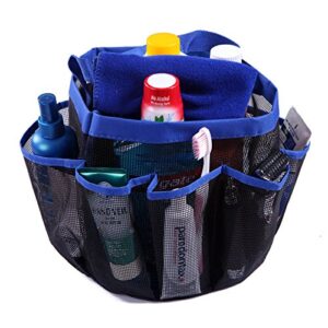 hde shower caddy mesh bag college dorm bathroom carry tote hanging organizer (blue)