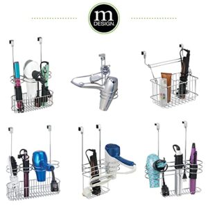 mDesign Metal Bathroom Storage Tool Organizer Accessory Basket Tray - Hang Over Cabinet Door - Storage for Hair Dryer, Straightener, Curling Iron & Hair Styling Products - Concerto Collection - Chrome