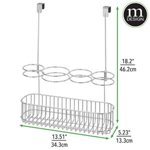 mDesign Metal Bathroom Storage Tool Organizer Accessory Basket Tray - Hang Over Cabinet Door - Storage for Hair Dryer, Straightener, Curling Iron & Hair Styling Products - Concerto Collection - Chrome