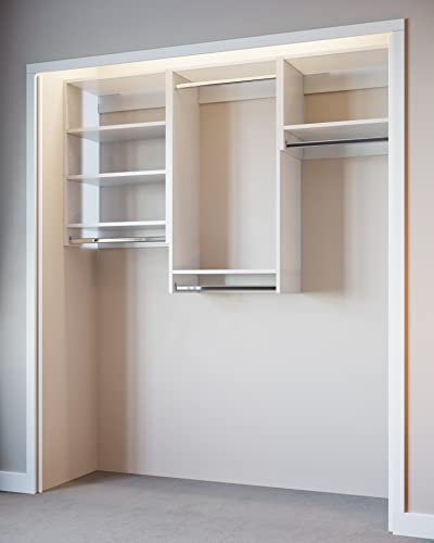 Closet Kit with Hanging Rods - Corner Closet System - Closet Shelves - Closet Organizers and Storage Shelves (White, 72 inches Wide) Closet Shelving