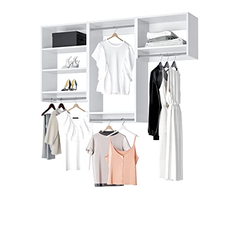 Closet Kit with Hanging Rods - Corner Closet System - Closet Shelves - Closet Organizers and Storage Shelves (White, 72 inches Wide) Closet Shelving