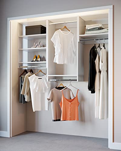 Closet Kit with Hanging Rods - Corner Closet System - Closet Shelves - Closet Organizers and Storage Shelves (White, 72 inches Wide) Closet Shelving