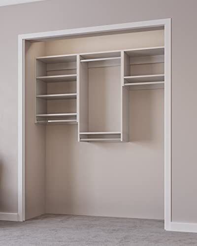 Closet Kit with Hanging Rods - Corner Closet System - Closet Shelves - Closet Organizers and Storage Shelves (White, 72 inches Wide) Closet Shelving