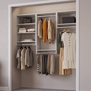 Closet Kit with Hanging Rods - Corner Closet System - Closet Shelves - Closet Organizers and Storage Shelves (White, 72 inches Wide) Closet Shelving