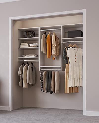 Closet Kit with Hanging Rods - Corner Closet System - Closet Shelves - Closet Organizers and Storage Shelves (White, 72 inches Wide) Closet Shelving