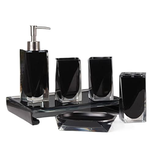 BKDFD Black Elegant Bathroom Set European Bathroom Toilet Washing Set Brushing Cup Mouthwash Cup Set