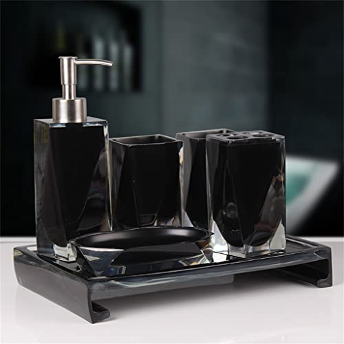 BKDFD Black Elegant Bathroom Set European Bathroom Toilet Washing Set Brushing Cup Mouthwash Cup Set