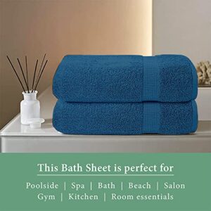 TOALLA 100% Cotton Bath Sheet Set Pack of 2|600 GSM|Soft Bath Sheets|Oversized Bath Towel|Quick Dry Bath Sheet|Absorbent Bath Sheet|Bath Sheets Spa Hotel|35x70 in|Free 100% Cotton Hair Wrap|Blue Opal