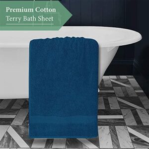 TOALLA 100% Cotton Bath Sheet Set Pack of 2|600 GSM|Soft Bath Sheets|Oversized Bath Towel|Quick Dry Bath Sheet|Absorbent Bath Sheet|Bath Sheets Spa Hotel|35x70 in|Free 100% Cotton Hair Wrap|Blue Opal