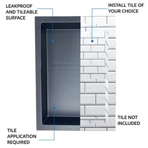 AMERICAN BUILT PRO Shower Niche - Black, Matte Finish, Single Shelved, ID 24" x 14" Inch, Bathroom Shelf for 12 oz shampoos and beverages etc.