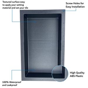 AMERICAN BUILT PRO Shower Niche - Black, Matte Finish, Single Shelved, ID 24" x 14" Inch, Bathroom Shelf for 12 oz shampoos and beverages etc.