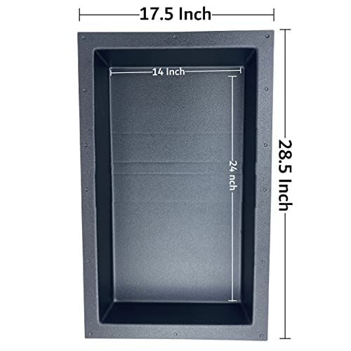 AMERICAN BUILT PRO Shower Niche - Black, Matte Finish, Single Shelved, ID 24" x 14" Inch, Bathroom Shelf for 12 oz shampoos and beverages etc.