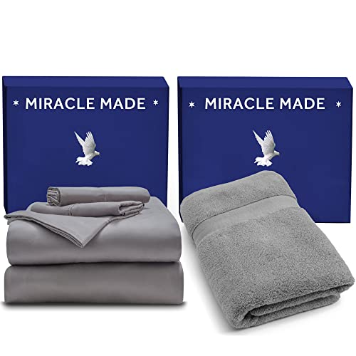 Miracle Made Extra Luxe - Stone, Full - Bed Sheets Set and Bath Towel - Stone - 100% USA-Grown Supima Cotton