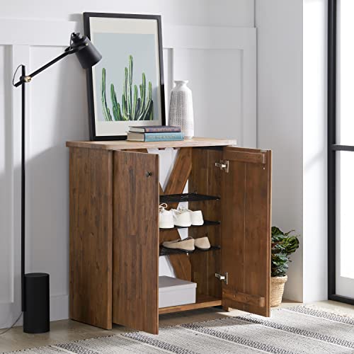 Alaterre Furniture Bethel Acacia Wood 31" W Shoe Cubbie Cabinet