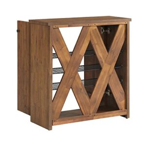 Alaterre Furniture Bethel Acacia Wood 31" W Shoe Cubbie Cabinet