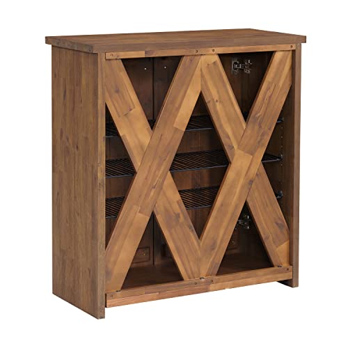 Alaterre Furniture Bethel Acacia Wood 31" W Shoe Cubbie Cabinet