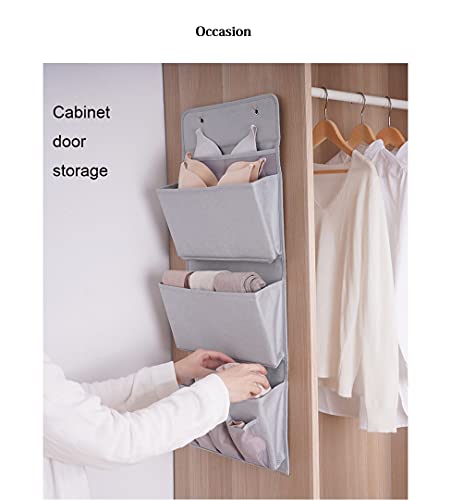 OKUZIEKY Wall Hanging Storage Bag Organizer for Socks, Bras,Toys, Cosmetics, Over The Door for Bedroom Closet Desk Heavy Duty (Light Grey, 3 Layer)