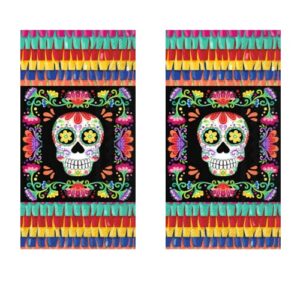 day of the dead hand towels set: quality disposable paper hand towels featuring dia de los muertos theme - 32 total napkins per set