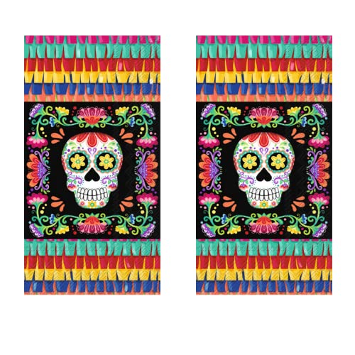 Day of The Dead Hand Towels Set: Quality Disposable Paper Hand Towels Featuring Dia De Los Muertos Theme - 32 Total Napkins Per Set