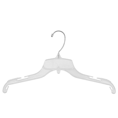 NAHANCO 94400 Plastic Top Hanger, Molded Non-Slip Shoulders, Clear Break Resistant, 15" (Pack of 100)