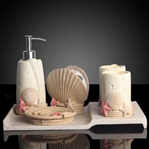 BKDFD Cute Beach Style Bathroom Bathroom Wash Set Toilet Supplies Set Brushing Cup Mouthwash Cup Set