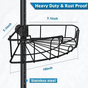 Tension Shower Caddy, Stainless Steel Tension Pole Shower Caddy, Rustproof Inside Shower Organizer, Drill Free Shower Rack, Large Shower Storage Shower Caddy Tension Pole,56-125 Inch