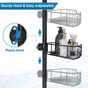 Tension Shower Caddy, Stainless Steel Tension Pole Shower Caddy, Rustproof Inside Shower Organizer, Drill Free Shower Rack, Large Shower Storage Shower Caddy Tension Pole,56-125 Inch