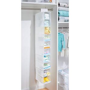 iDesign Fabric Hanging Closet Storage Organizer, Shelves for Shoes, Children's Clothing, Blankets, Toys, Accessories, 6" x 11.75" x 50", White