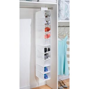 iDesign Fabric Hanging Closet Storage Organizer, Shelves for Shoes, Children's Clothing, Blankets, Toys, Accessories, 6" x 11.75" x 50", White