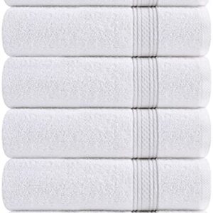 Utopia Towels Premium Bundle - 1 Cotton Washcloths White (12x12 inches),Pack of 24 with 1 White Hand Towels 600 GSM (16 x 28 inches), Pack of 6