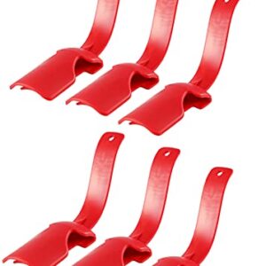 Home-X Shoe Helpers, Ergonomic Easy Shoe Helpers with Curved Handles for Pulling Shoes On, One Size Fits All, Durable Plastic for Multiple Uses, Set of 6, 6" L x 1 ¾” W x 1 ¼” H, Red