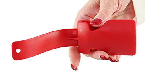 Home-X Shoe Helpers, Ergonomic Easy Shoe Helpers with Curved Handles for Pulling Shoes On, One Size Fits All, Durable Plastic for Multiple Uses, Set of 6, 6" L x 1 ¾” W x 1 ¼” H, Red