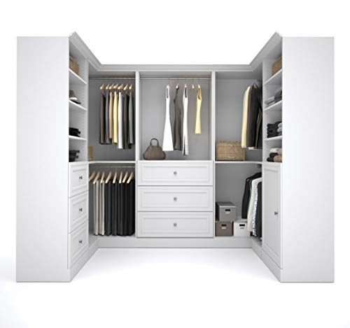 Bestar Versatile U-Shaped Walk-in Closet Organizer, 108W, White