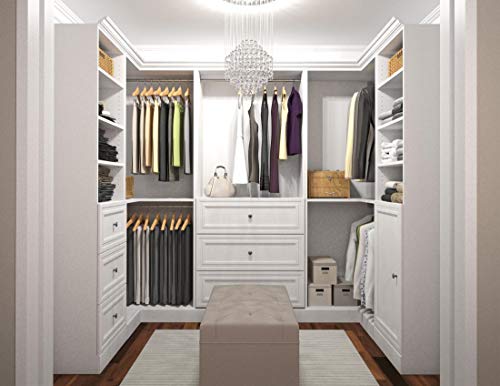 Bestar Versatile U-Shaped Walk-in Closet Organizer, 108W, White