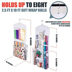 Regal Bazaar Large Double-Sided Hanging White Gift Bag Organizer & Dual-Sided Hanging White Gift Wrap Organizer - Two Great Hanging Organizer Products for Your Home