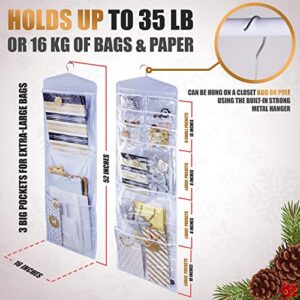 Regal Bazaar Large Double-Sided Hanging White Gift Bag Organizer & Dual-Sided Hanging White Gift Wrap Organizer - Two Great Hanging Organizer Products for Your Home