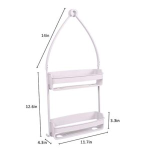 Humorous.P -Plastic Shower Caddy-Shower Caddy-Baby Shower Caddy-Hanging Shower Caddy for Shampoo, Conditioner, and Soap with Hooks for Razors, Towels, and More 4”x11.7”x26.5”