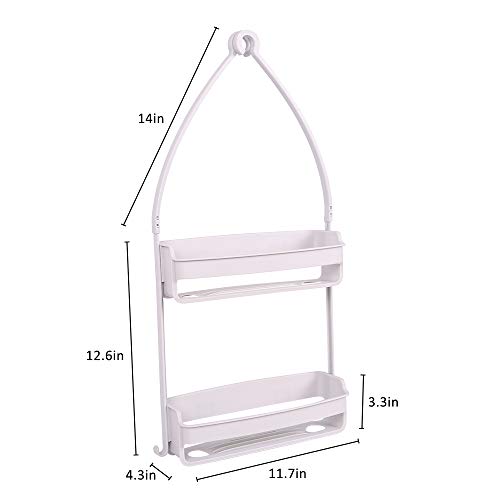 Humorous.P -Plastic Shower Caddy-Shower Caddy-Baby Shower Caddy-Hanging Shower Caddy for Shampoo, Conditioner, and Soap with Hooks for Razors, Towels, and More 4”x11.7”x26.5”