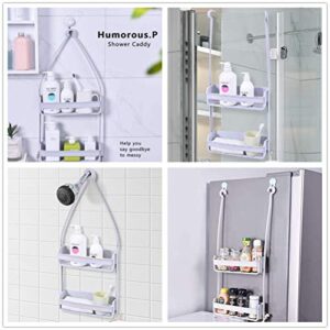 Humorous.P -Plastic Shower Caddy-Shower Caddy-Baby Shower Caddy-Hanging Shower Caddy for Shampoo, Conditioner, and Soap with Hooks for Razors, Towels, and More 4”x11.7”x26.5”