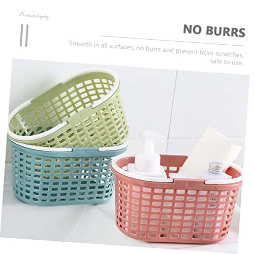 PLAFOPE 3pcs Portable Storage Basket Plastic Basket with Handle Pantry Organizer Basket Bathroom Caddy Organizer Cleaning Caddy Bathroom Shower Basket Shower Caddy Storage Rack Portable