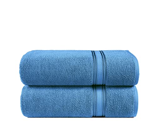 Hotel Spa Luxury Bath Sheet - 2 Pack - Oversized Bath Towels Extra Large 35 x 65 - 100% Cotton Extra Large Bath Towels, Hotel Towels, Soft Absorbent Everyday Use Easy Care Towel Set - Sky Blue Towels