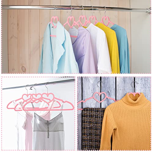 50 Pieces Heart Hangers Cute Hangers with 360 Degree Swivel Hook Heavy Duty Clothes Hanger Adult Coat Hangers for Jackets, Pants, Shirts, Suit, Dress Room Closet Decor (Pink, Velvet)