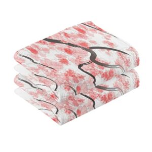 Jucciaco Cherry Blossoms Flowers Cute Towels for Bathroom Kitchen Spa Sports, Cotton Hand Towels Set of 2, 16x28 inch