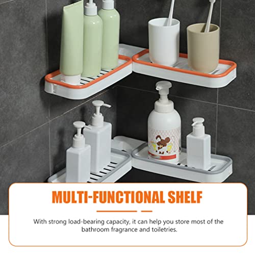 HEALLILY 2pcs Adhesive Shower Foldable Bathroom Storage Shelf Wall Mounted Kitchen Spice Rack Organizer No Drilling Shower Shampoo Holder for Bathroom Lavatory Washroom