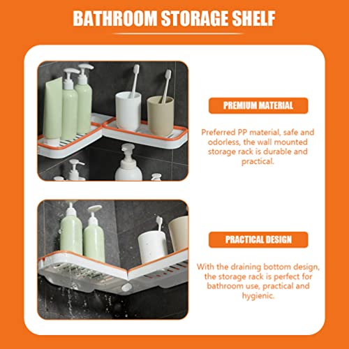 HEALLILY 2pcs Adhesive Shower Foldable Bathroom Storage Shelf Wall Mounted Kitchen Spice Rack Organizer No Drilling Shower Shampoo Holder for Bathroom Lavatory Washroom